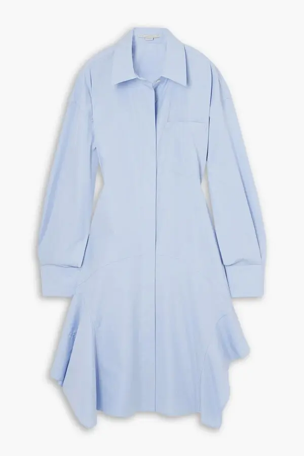 Stella McCartney Asymmetric Cotton-poplin Shirt Dress - Sky Blue