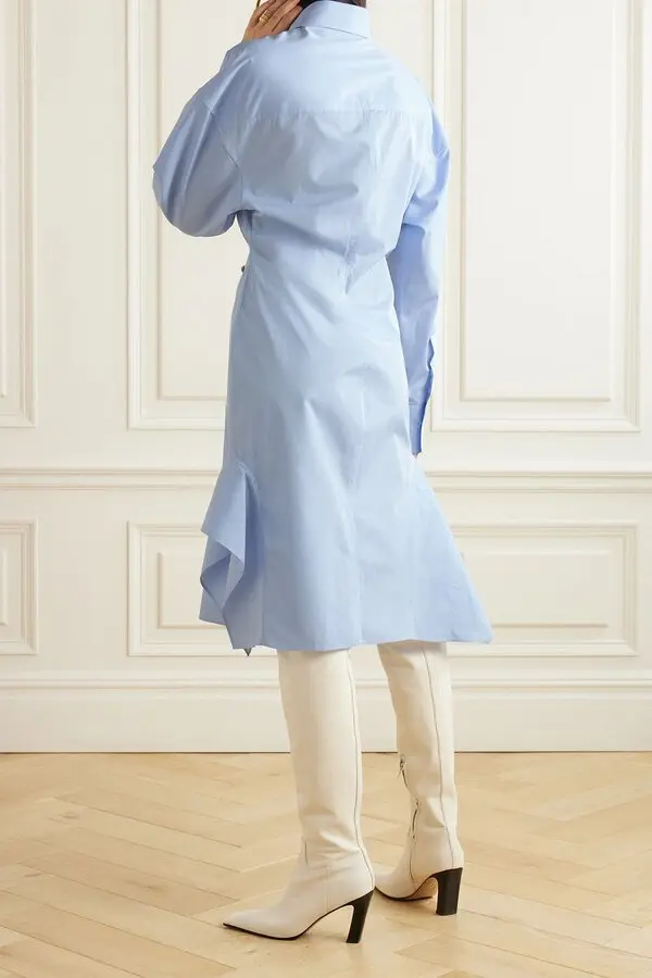 Stella McCartney Asymmetric Cotton-poplin Shirt Dress - Sky Blue