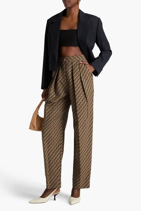 Stella McCartney Pleated Jacquard Tapered Pants