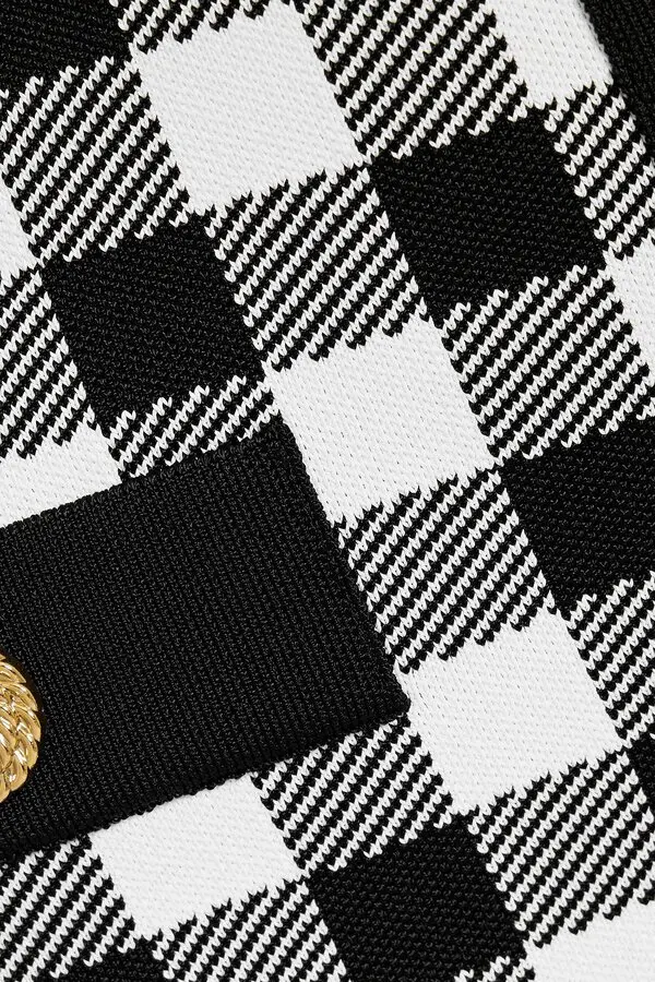 Balmain Checked Jacquard Knit Mini Skirt - Black