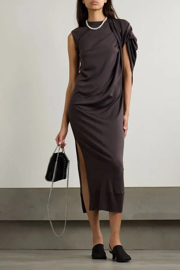 Stella McCartney Draped Wool Midi Dress