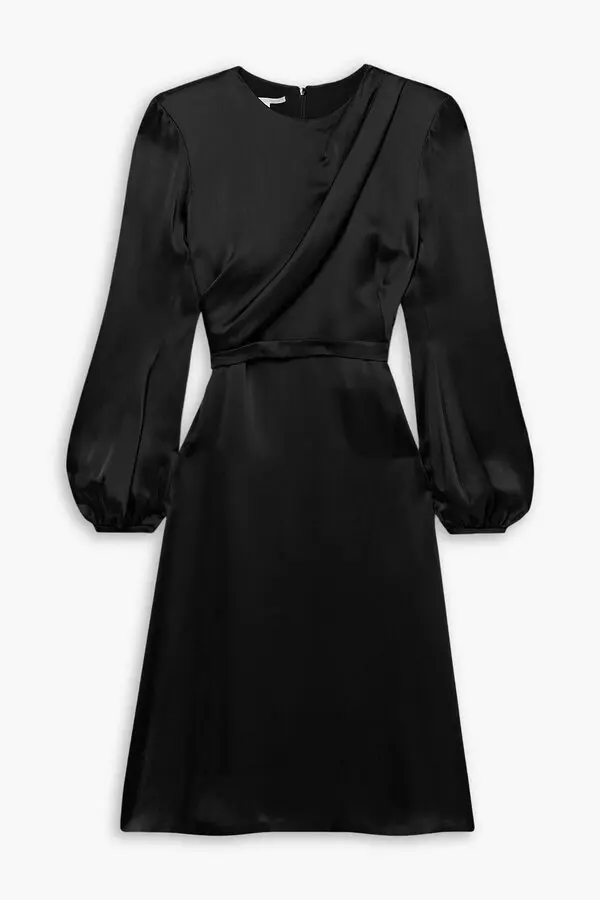 Stella McCartney Draped Duchess-satin Midi Dress - Black