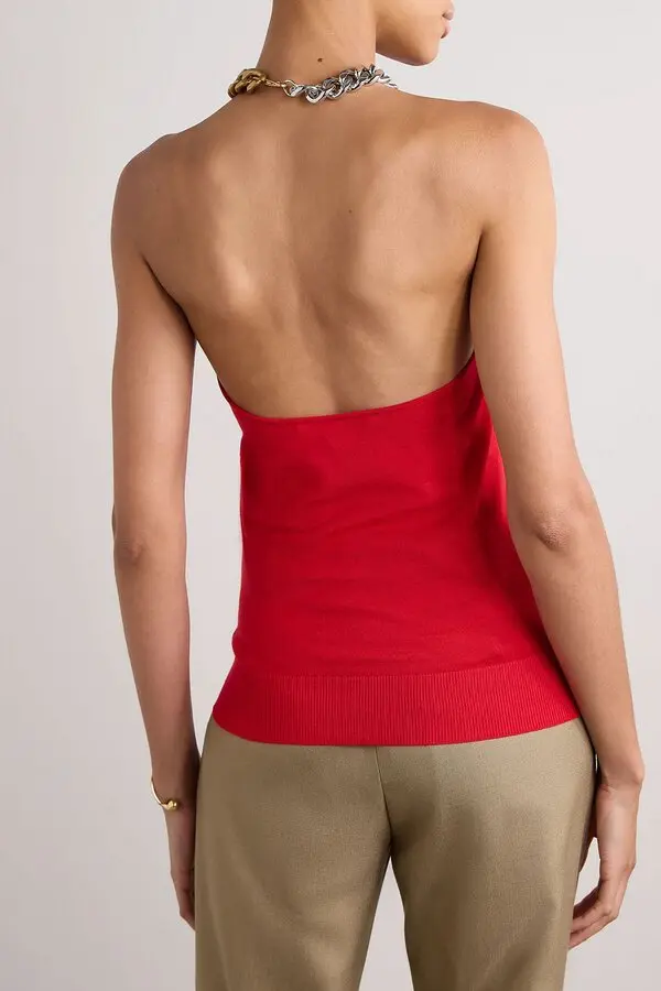 Stella McCartney Chain-embellished Wool Halterneck Top