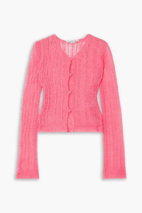 Stella McCartney Open-knit Alpaca-blend Cardigan - Bubblegum