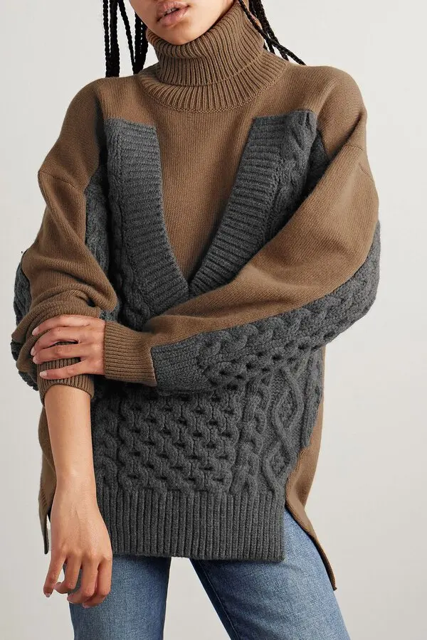Stella McCartney Paneled Wool Turtleneck Sweater