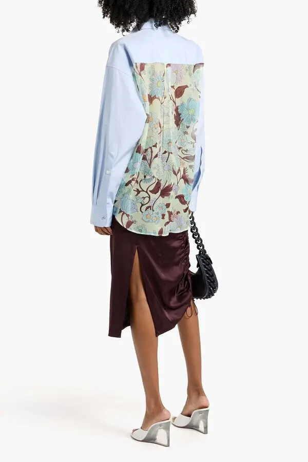 Stella McCartney Floral Print Cotton-poplin Paneled Shirt
