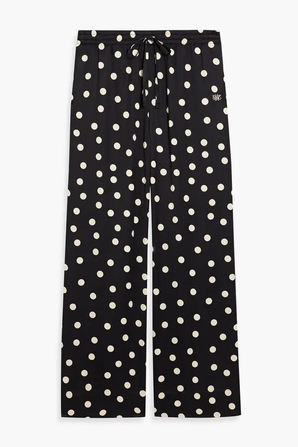 Stella McCartney Polka Dot Satin Straight-leg Pants - Black