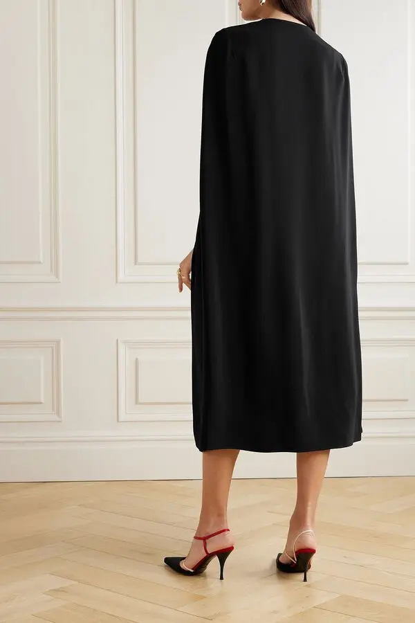 Stella McCartney Cape-effect Crepe Midi Dress - Black