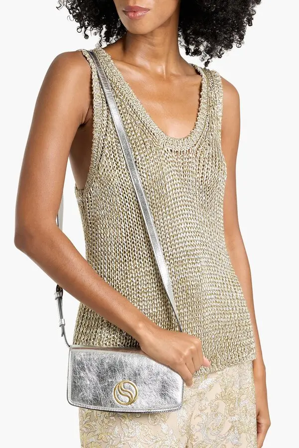 Stella McCartney Metallic Textured Crossbody Bag - Silver