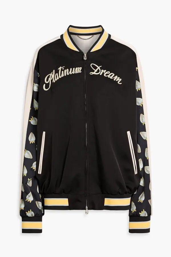 Stella McCartney Sorayama Embellished Satin Bomber Jacket - Black