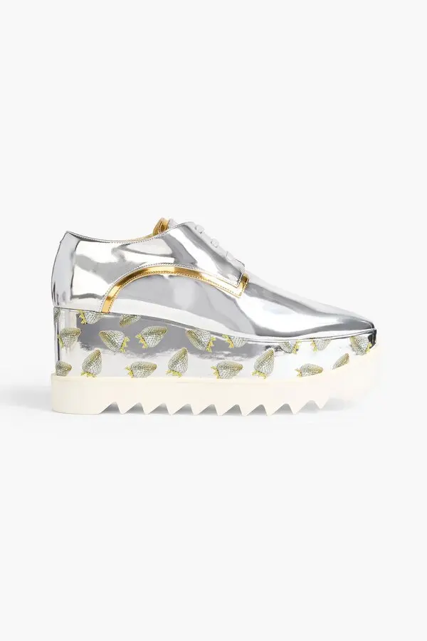 Stella McCartney Elyse Printed Platform Brogues - Silver