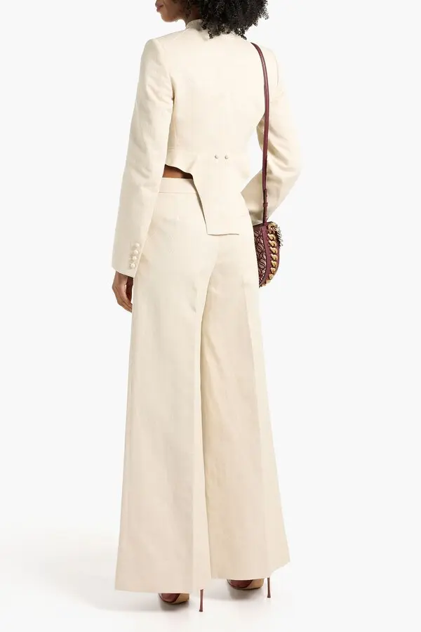 Stella McCartney Cotton And Linen-blend Twill Wide-leg Pants - Ecru