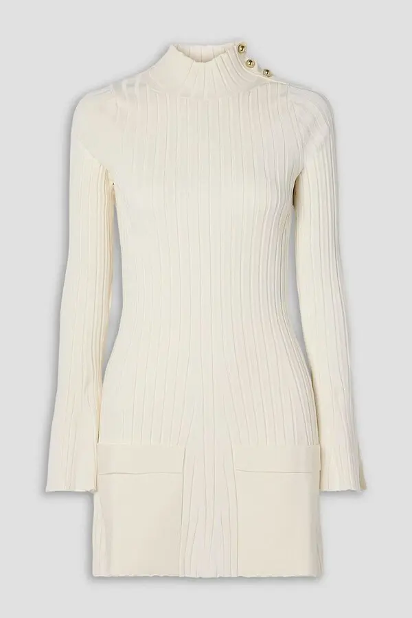 Stella McCartney Ribbed-knit Mini Dress With Button Detailing