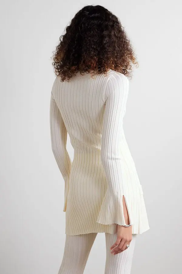 Stella McCartney Ribbed-knit Mini Dress With Button Detailing