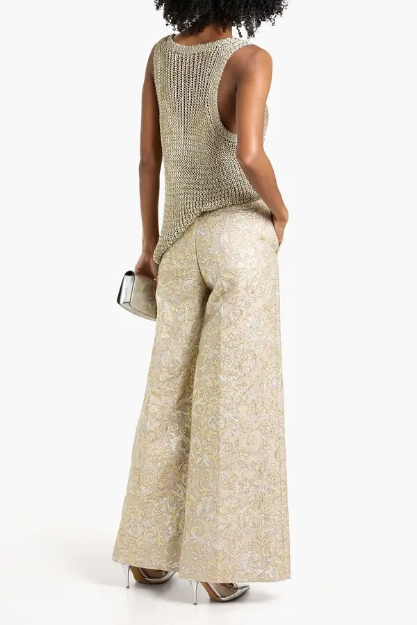 Stella McCartney Metallic Brocade Wide-leg Pants