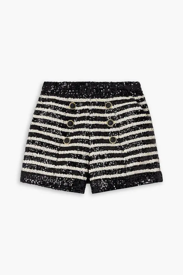 Balmain Embellished Striped Cady Shorts