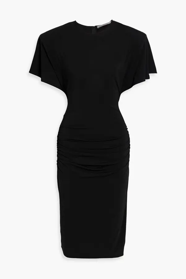 Stella McCartney Ruched Jersey Midi Dress - Black