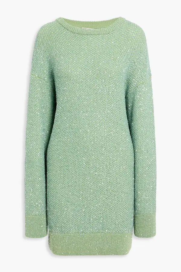 Stella McCartney Sequin-embellished Wool-blend Mini Dress