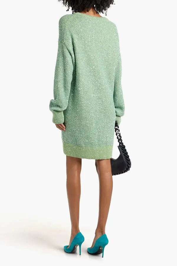 Stella McCartney Sequin-embellished Wool-blend Mini Dress
