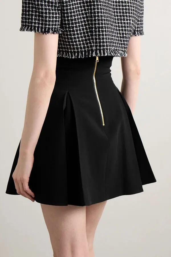 Balmain Button-embellished Pleated Mini Skirt