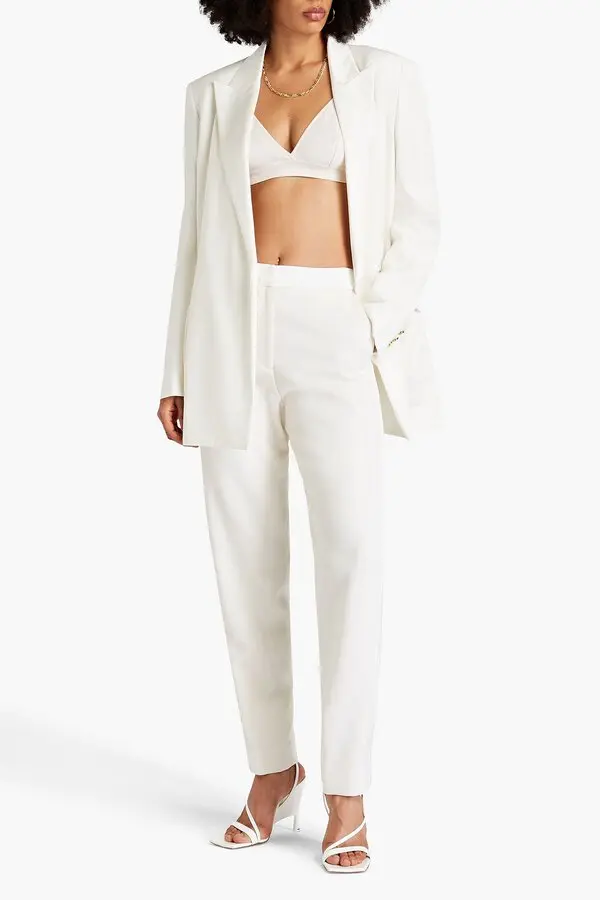 Balmain Satin-trimmed Wool Tapered Pants