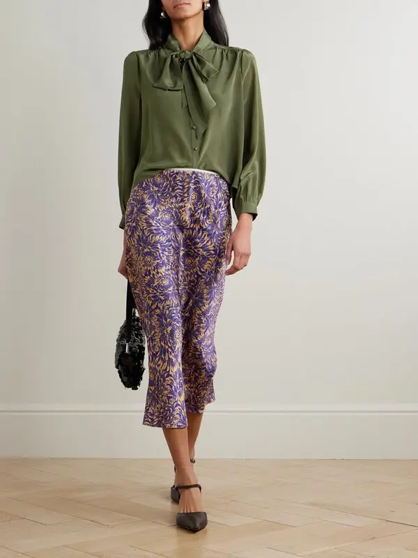 Rixo Melaina Pussy-bow Silk Crepe De Chine Blouse