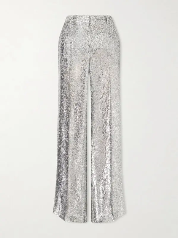 Stella McCartney Metallic Fil-coupé Crepe Straight-leg Pants