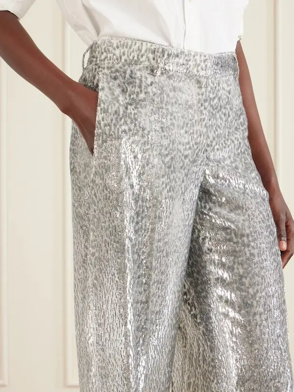 Stella McCartney Metallic Fil-coupé Crepe Straight-leg Pants