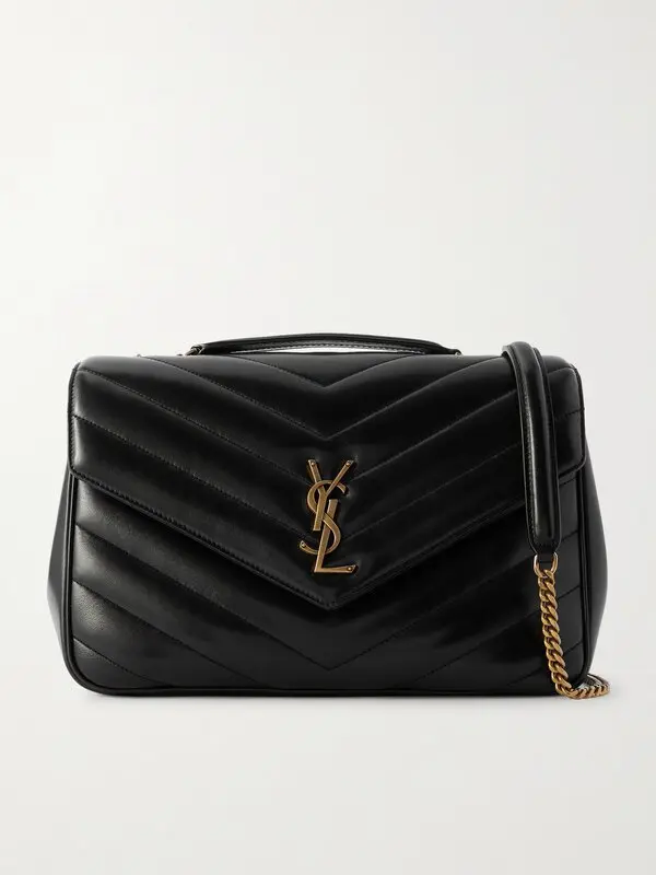 Saint Laurent Loulou Large Matelassé Leather Shoulder Bag - Black