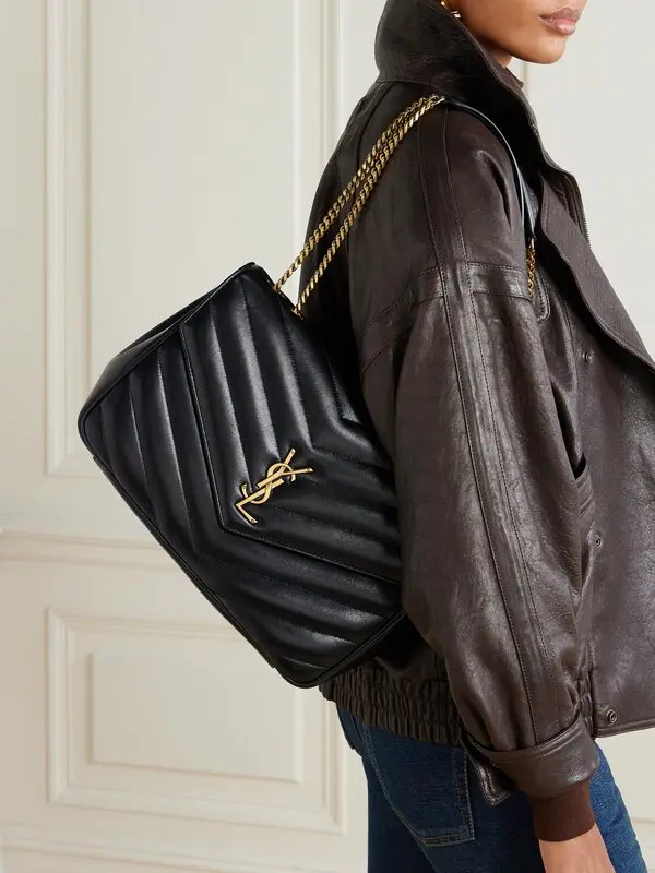Saint Laurent Loulou Large Matelassé Leather Shoulder Bag - Black