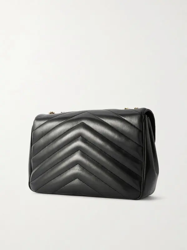 Saint Laurent Loulou Large Matelassé Leather Shoulder Bag - Black