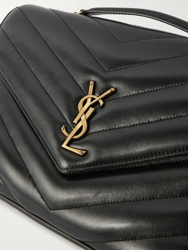 Saint Laurent Loulou Large Matelassé Leather Shoulder Bag - Black