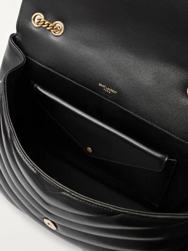 Saint Laurent Loulou Large Matelassé Leather Shoulder Bag - Black