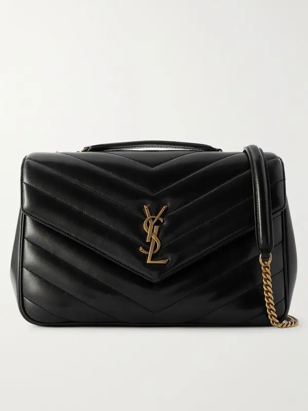 Saint Laurent Loulou Large Matelassé Leather Shoulder Bag - Black