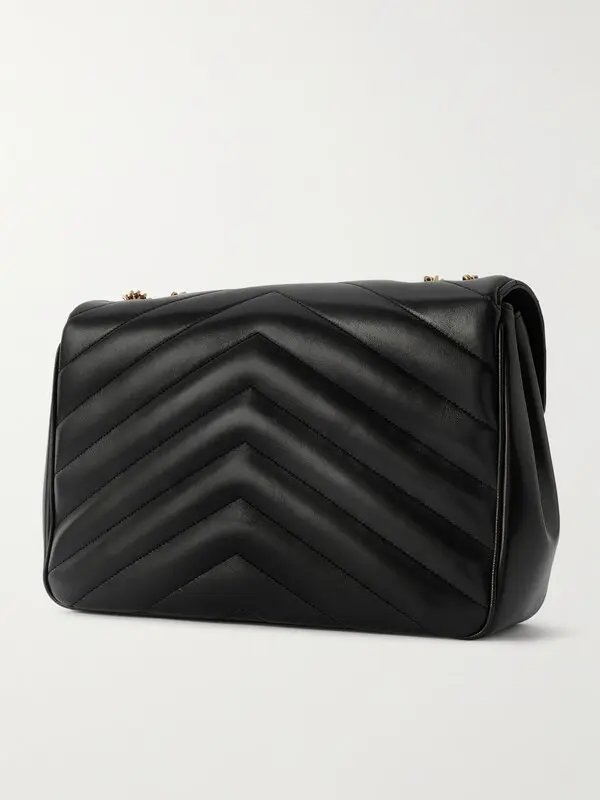 Saint Laurent Loulou Large Matelassé Leather Shoulder Bag - Black