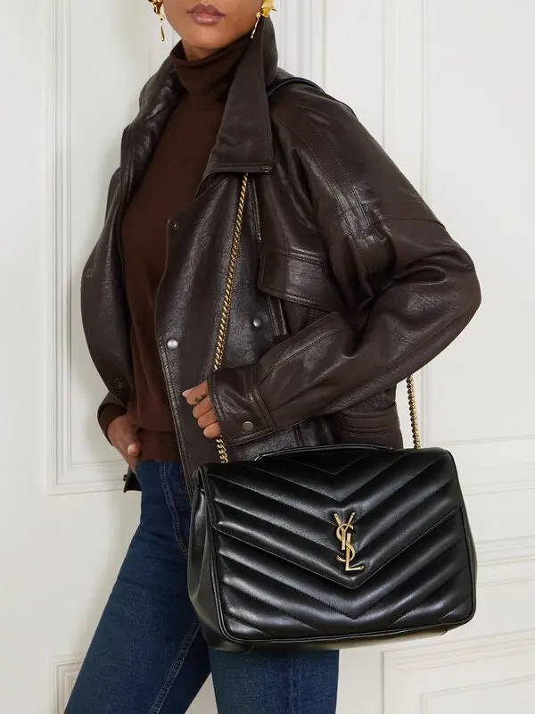 Saint Laurent Loulou Large Matelassé Leather Shoulder Bag - Black