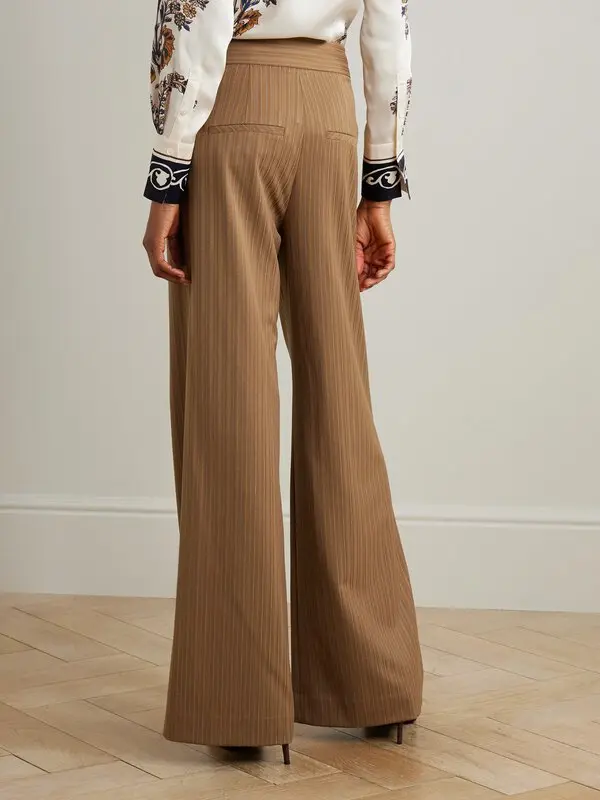 Veronica Beard Rimini Pinstriped Wide-leg Pants - Brown