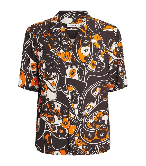 Sandro Short-sleeve Floral Shirt - Brown