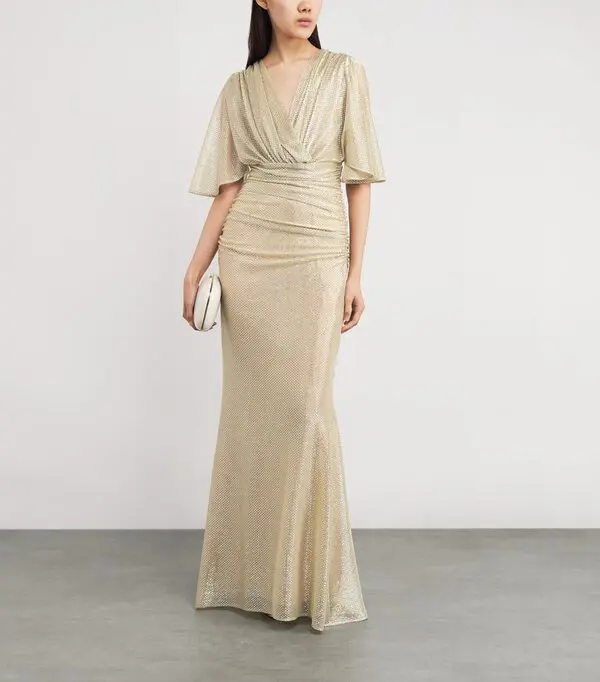 Talbot Runhof Metallic Tulle Gown