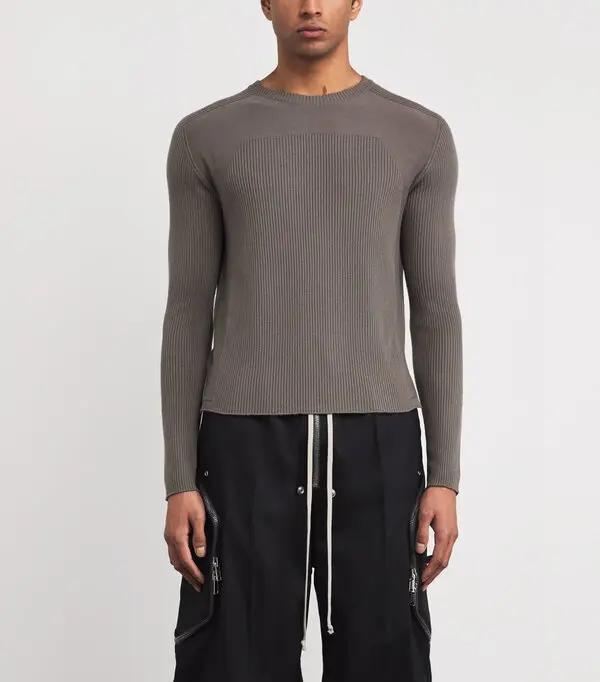 Rick Owens Virgin Wool Ribbed Geo Top - Brown