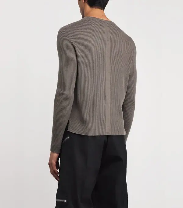 Rick Owens Virgin Wool Ribbed Geo Top - Brown