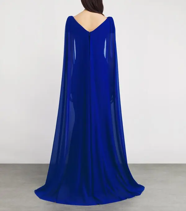 Talbot Runhof Tulle Cape-overlay Gown