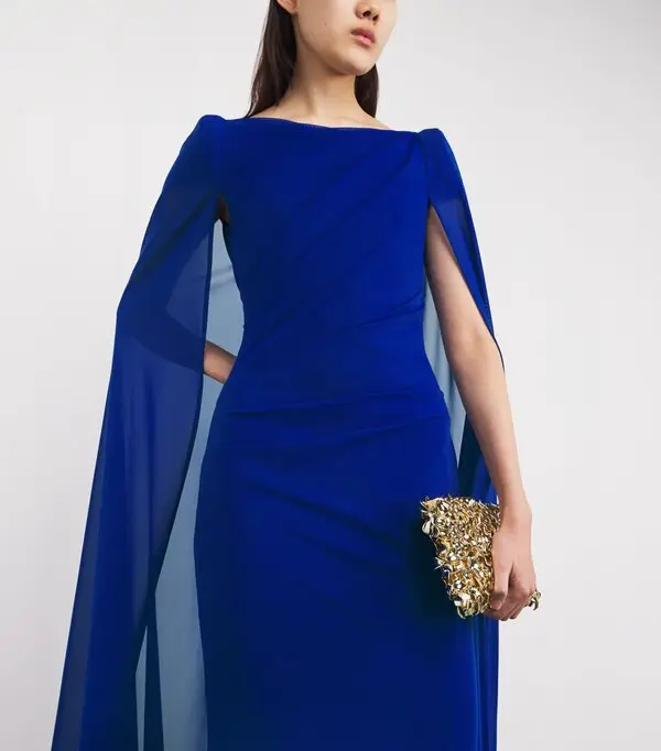 Talbot Runhof Tulle Cape-overlay Gown