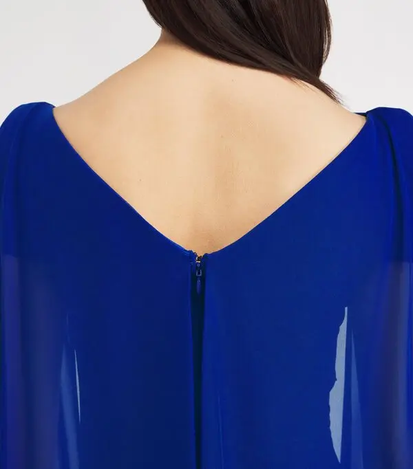 Talbot Runhof Tulle Cape-overlay Gown