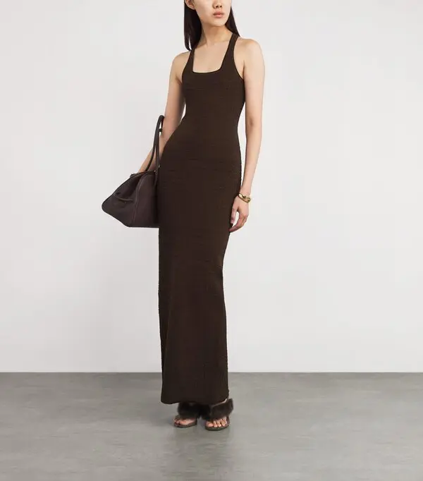 jacquemus dress brown La Robe Maille Noeud Dress in Dark Brown main image 1