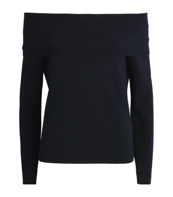 ALLUDE Cashmere-silk Off-the-shoulder Sweater - Navy