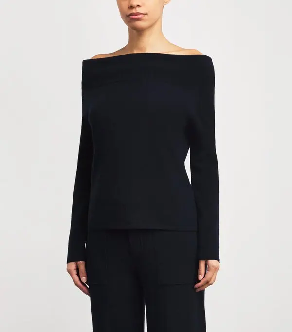 ALLUDE Cashmere-silk Off-the-shoulder Sweater