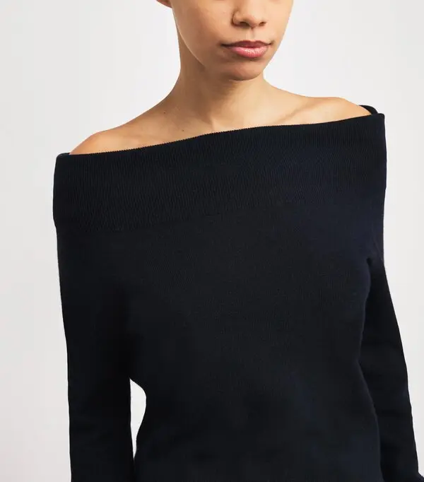 ALLUDE Cashmere-silk Off-the-shoulder Sweater