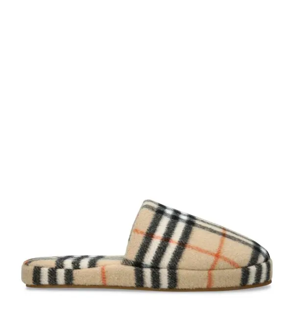 Burberry Wool-blend Check Slippers - Beige