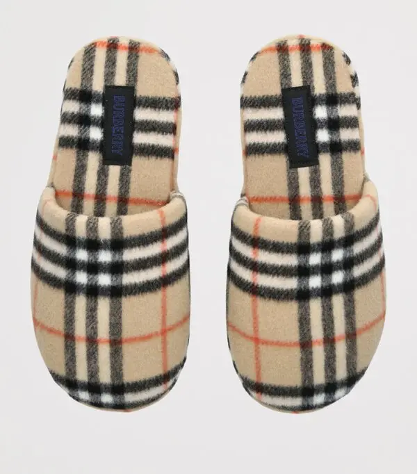 Burberry Wool-blend Check Slippers - Beige